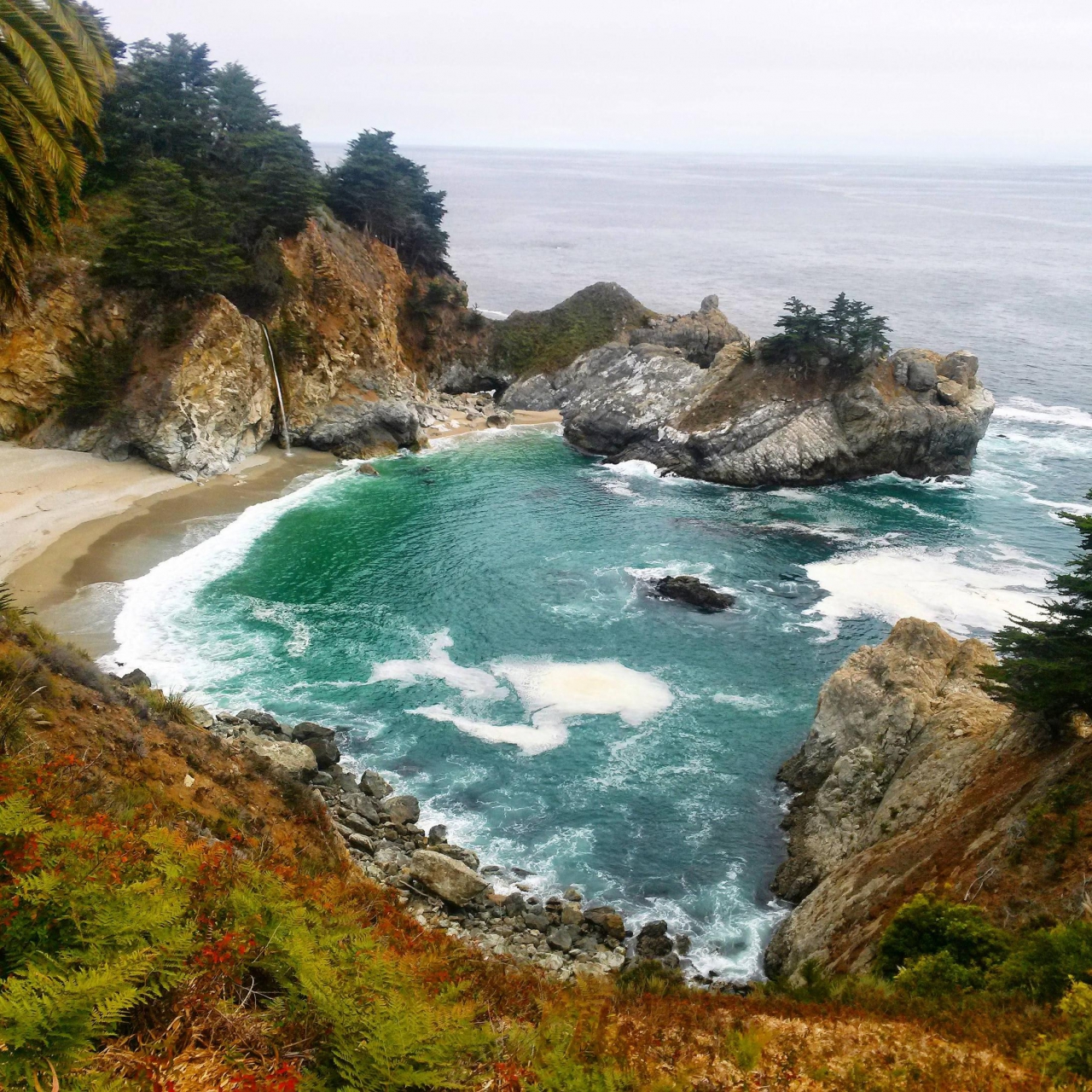 Beautiful waterfall on the beach, Big Sur, CA - Beautiful places. Best ...